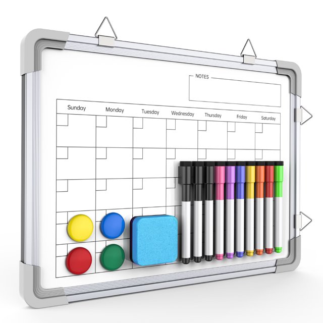 Dry Erase Calendar Whiteboard,16" X 12" Double-Sided Magnetic White ...