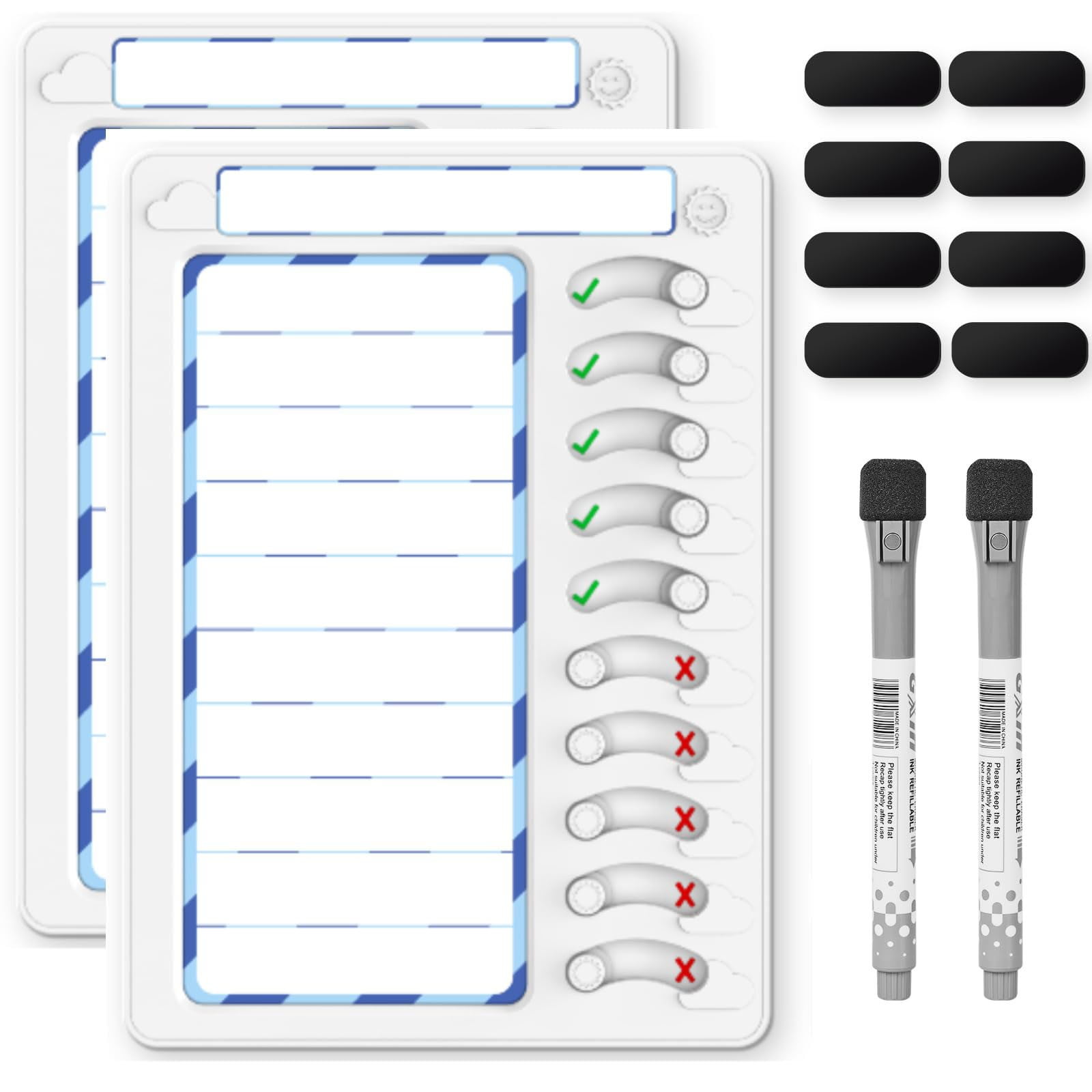 Dry Erase Chore Chart for Kids-2PCS,Reusable Papers, Kids Chores Board Routine Chart ...