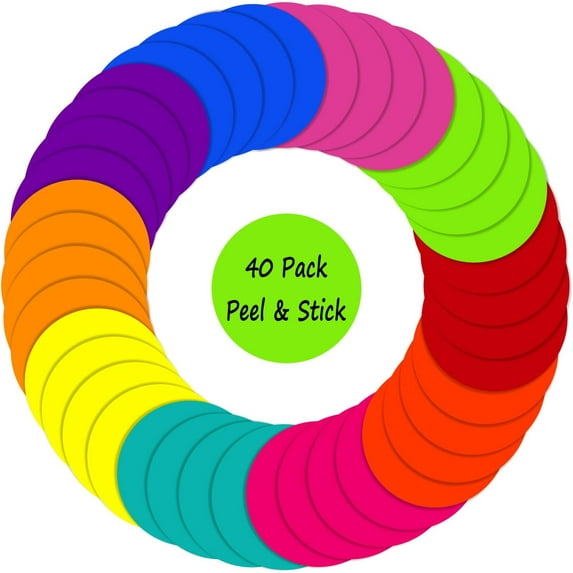 Dry Erase Circle Dots, Multicolor Vinyl Line Up Spots Self Adhesive ...
