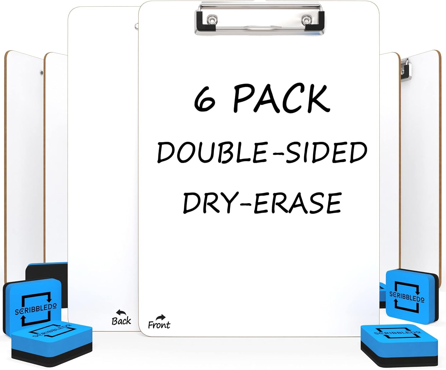 Dry Erase Clipboards Pack of 6, Durable Double-Sided 9"x12" White ...