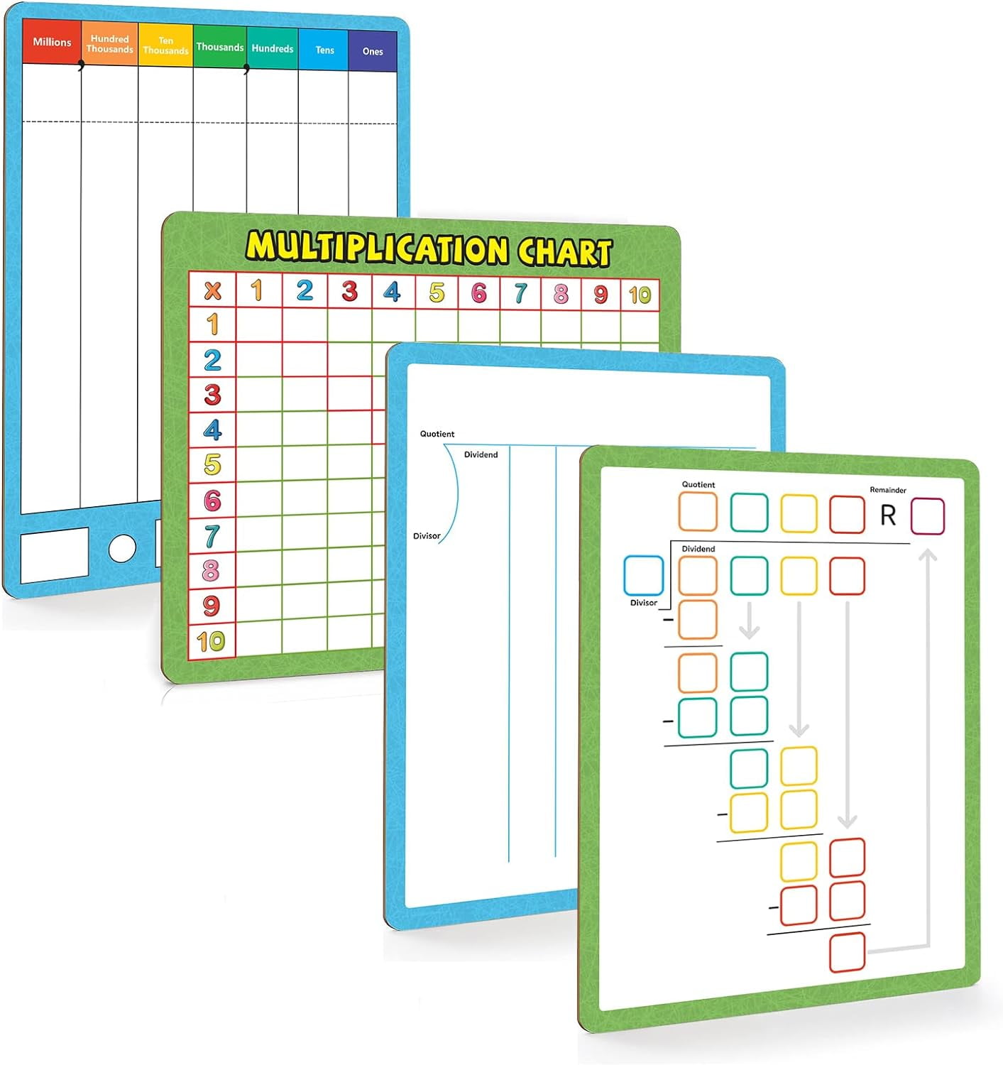 Dry Erase Division & Multiplication Chart White Board 9" x 12", Double ...