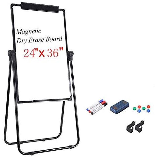 Dry Erase Easel Whiteboard 36 x 24 Inches Double Sided Magnetic Board ...