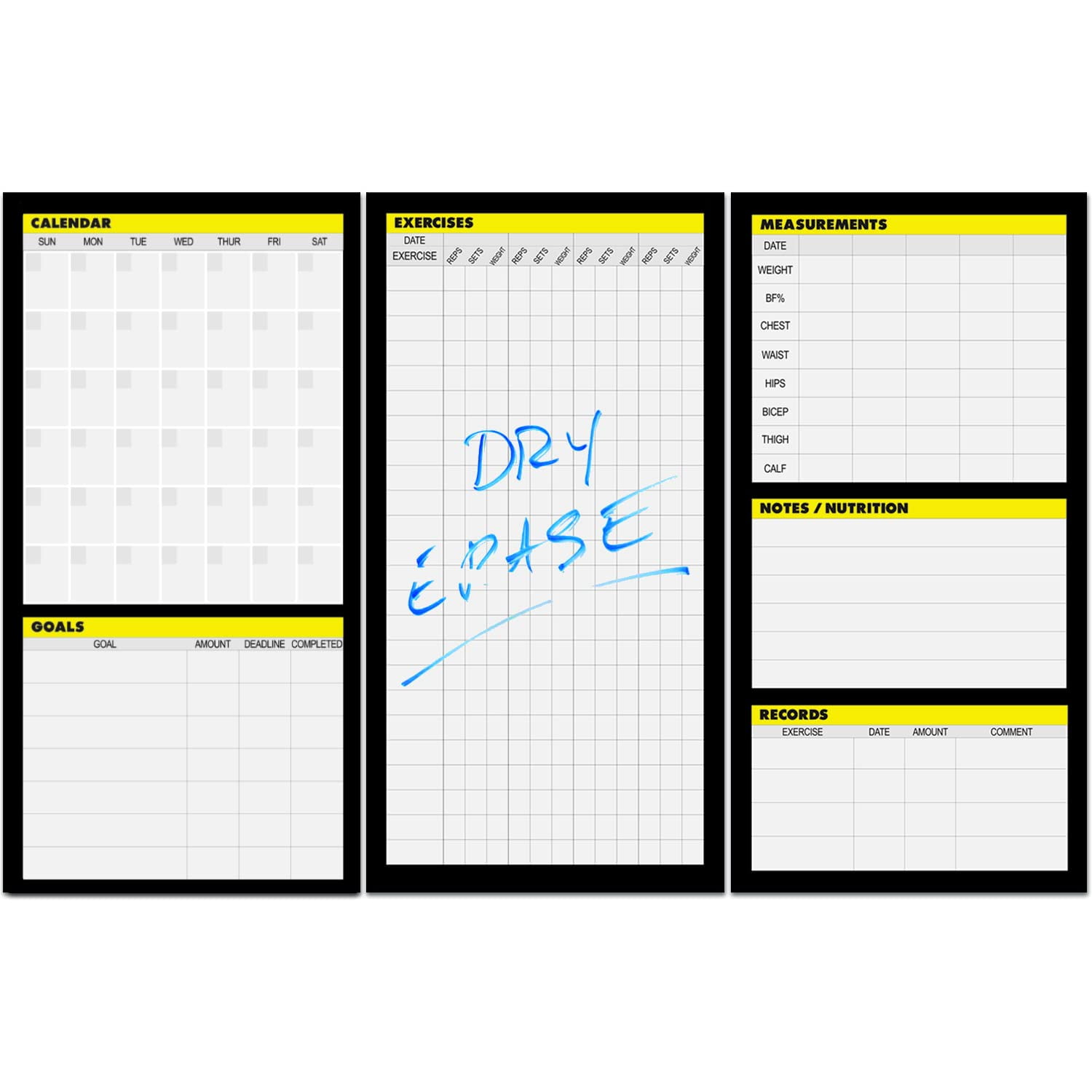 Dry Erase Fitness Calendar Poster - Workout Planner, Tracking Notes ...