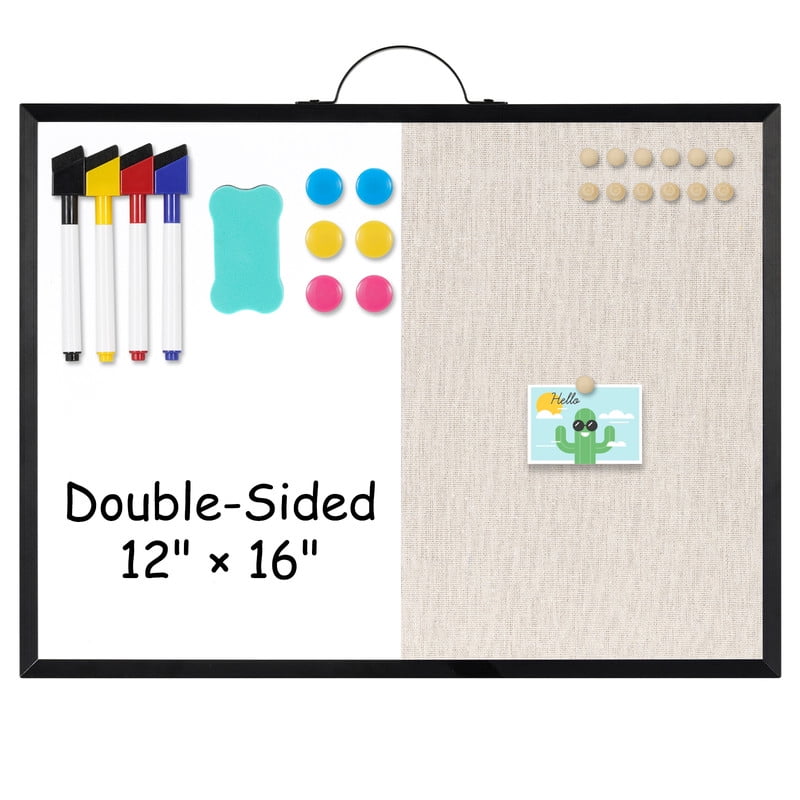 Dry Erase Linen Board, 12"x16" Small Cork Board White Board Combination ...