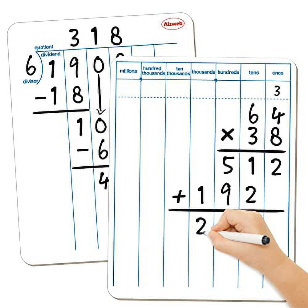 Dry Erase Long Division White Board,9 x 12 Multi-Digit Computation ...