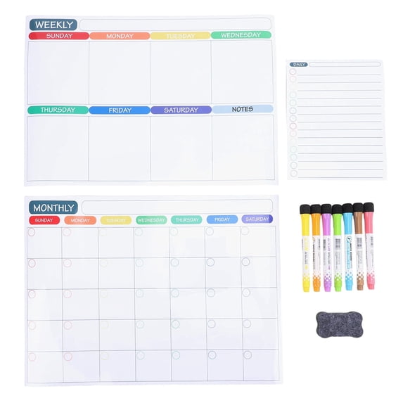 Dry Erase Magnetic Calendar for Refrigerator, 3 Pack- Monthly & Weekly ...