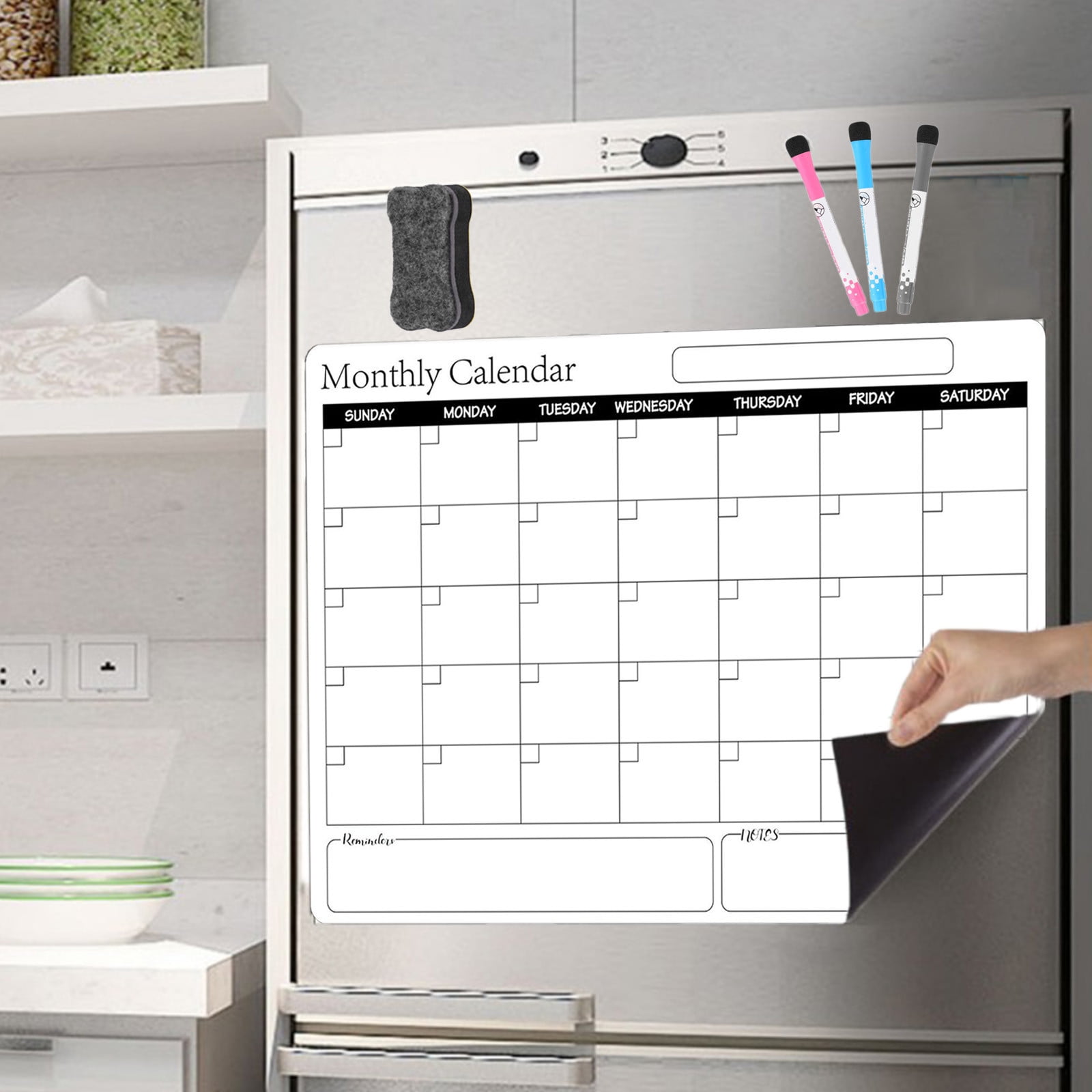 Dry Erase Magnetic Calendar for Refrigerator，Monthly Weekly Planner ...