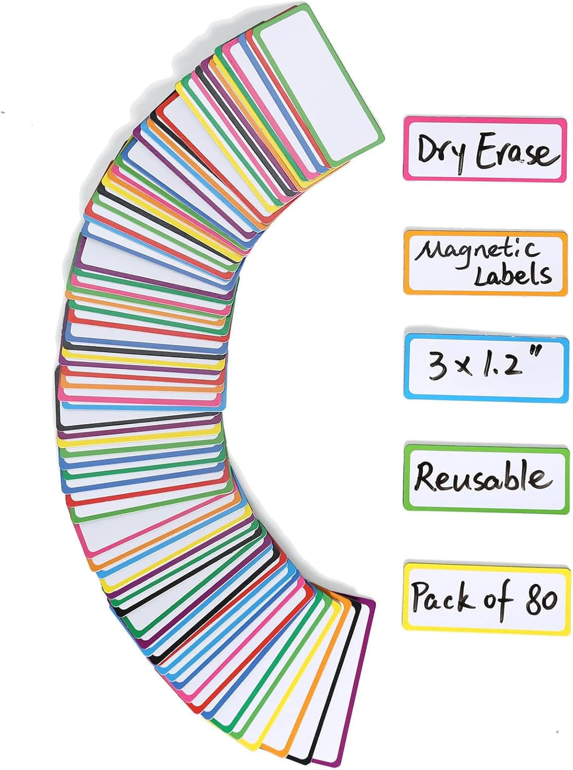 Dry Erase Magnetic Labels: 80PCS, 3x1.2”, Magnetic Name Tags Plates for ...
