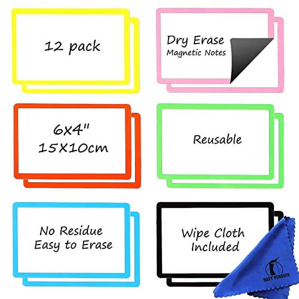 Dry Erase Magnets Set - 12 Pack - 6x4 in Whiteboard Magnetic Planning ...
