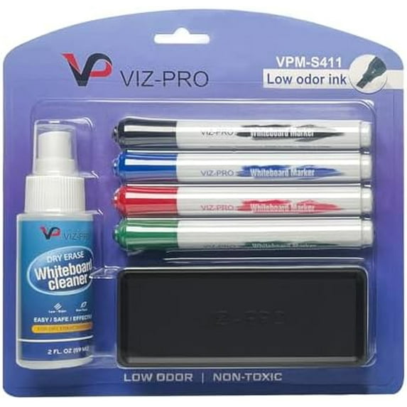 Dry Erase Marker Starter Set, Low-Odor Whiteboard Pens, Eraser and ...