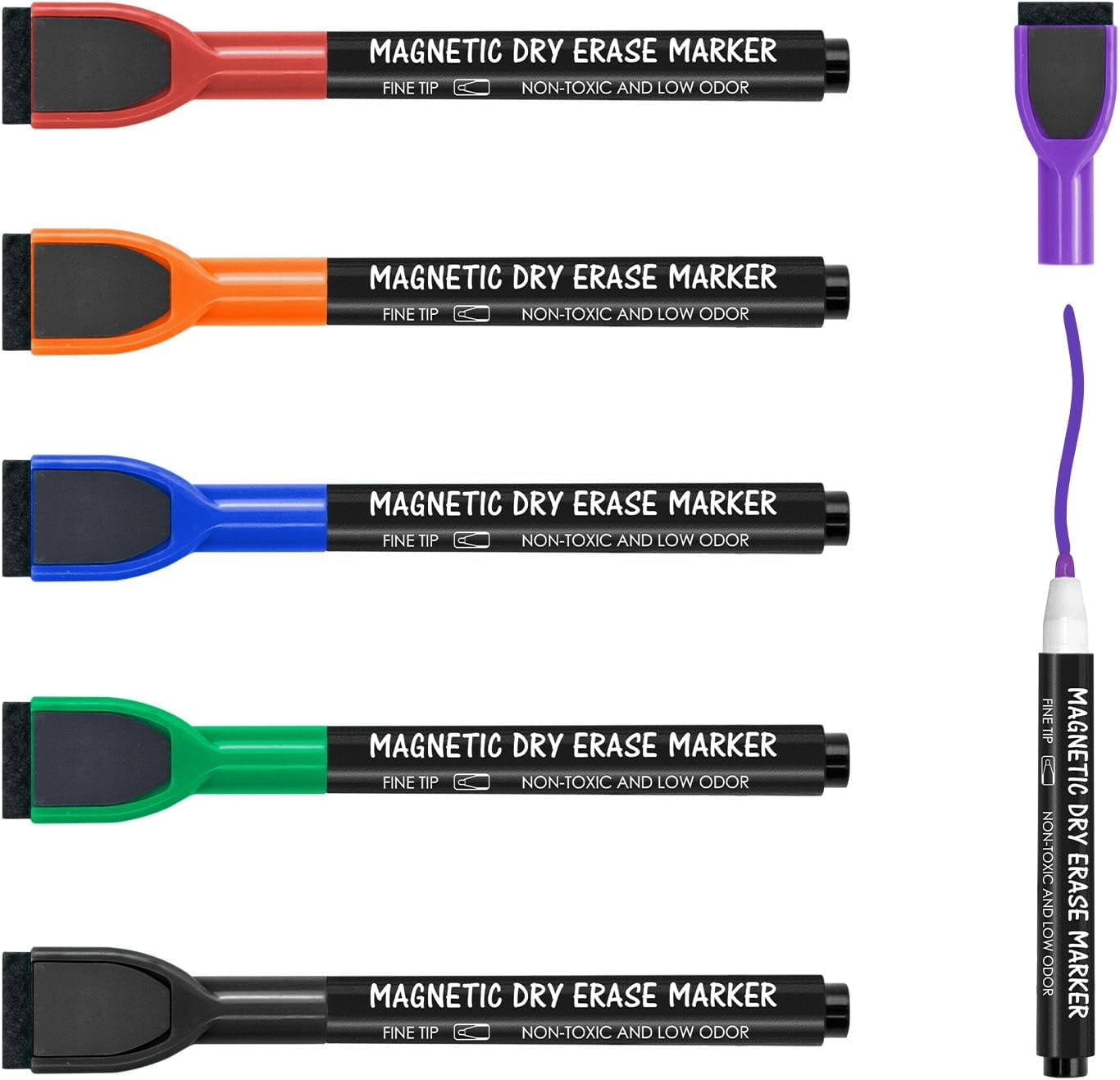 Dry Erase Markers - 6 Count Colorful Magnetic Dry Erase Markers Fine ...