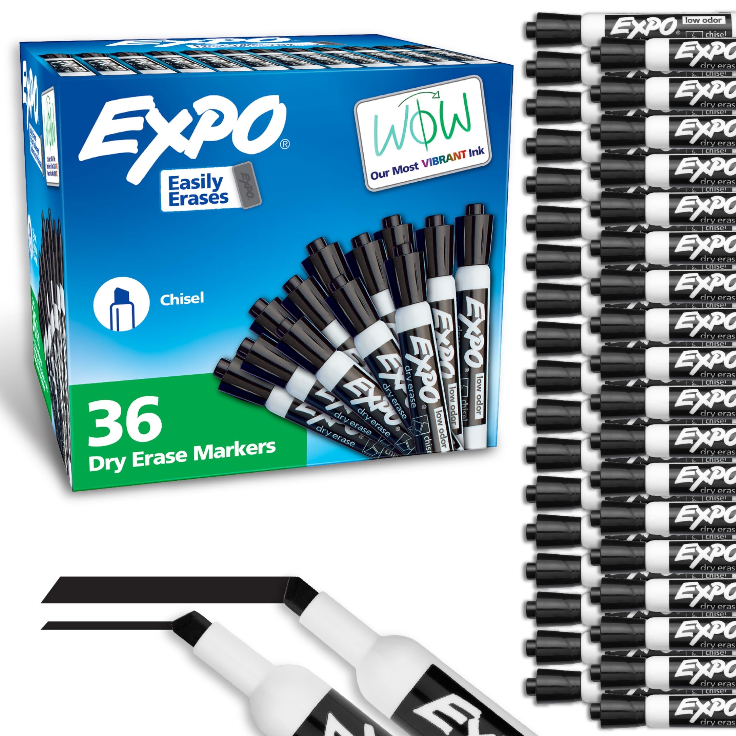 Dry Erase Markers, Chisel Tip, Black, Low-Odor, Pack of 36, Perfect for ...