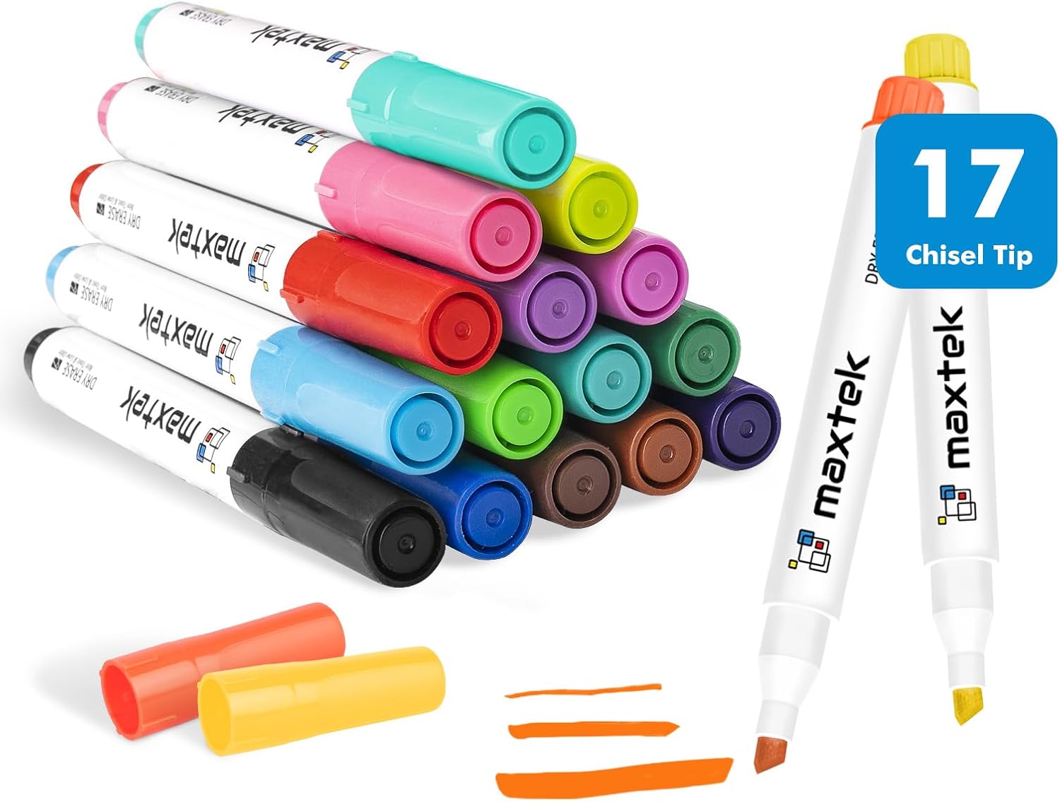 Dry Erase Markers Chisel Tip, Low Odor, 17 Count Vibrant Colors ...