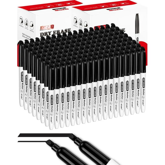 Dry Erase Markers, Chisel Tip of 144, Black Ink. for Office, Meetings ...