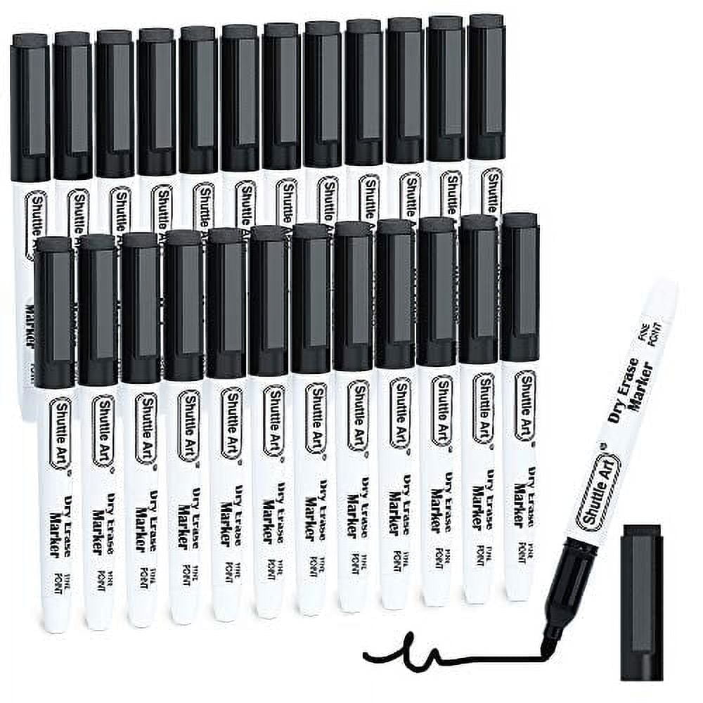 Shuttle Art Black Magnetic Dry Erase Markers, 25 Pack, Fine Point ...