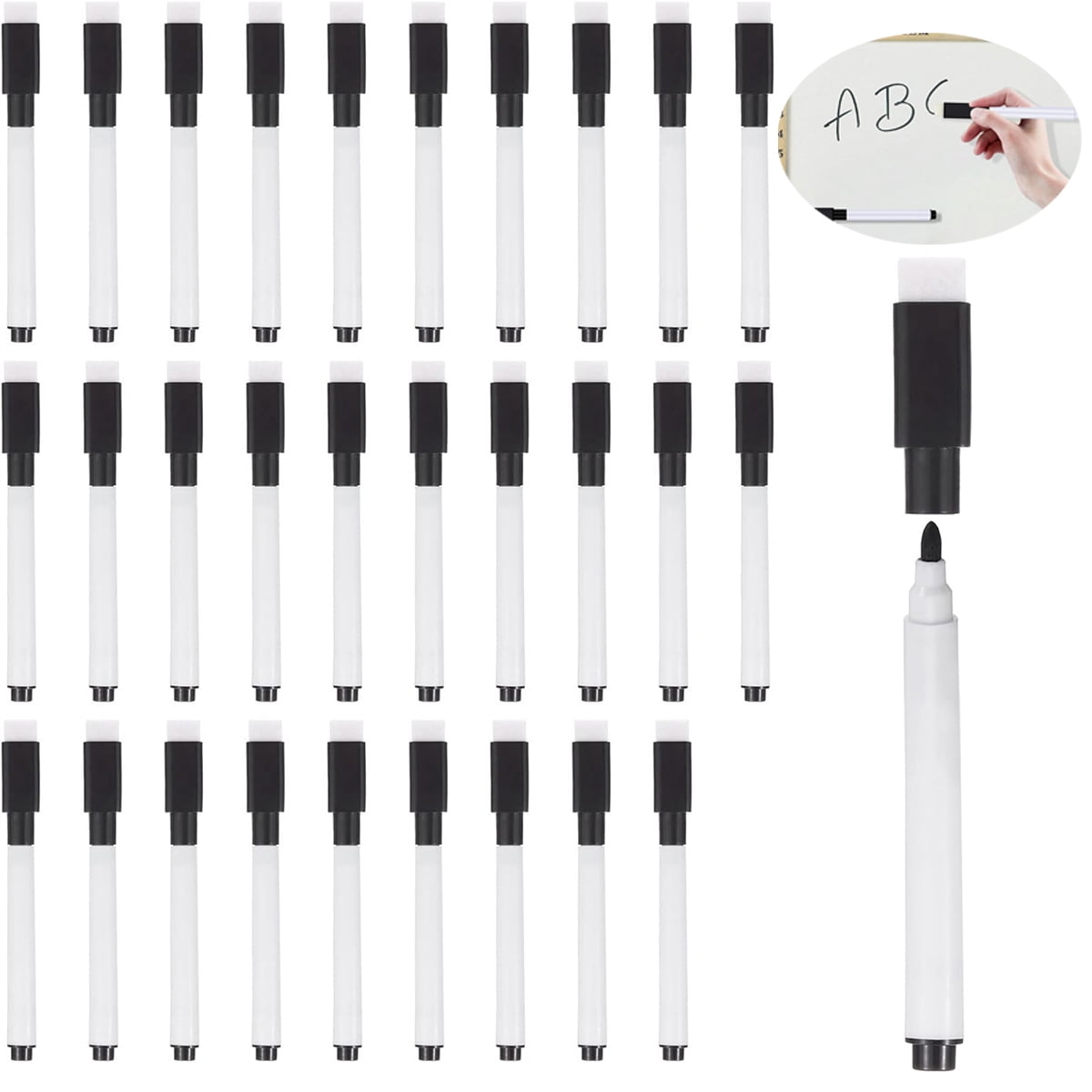Dry Erase Markers,Tutuviw 24 Pack Black Magnetic Whiteboard Marker with ...
