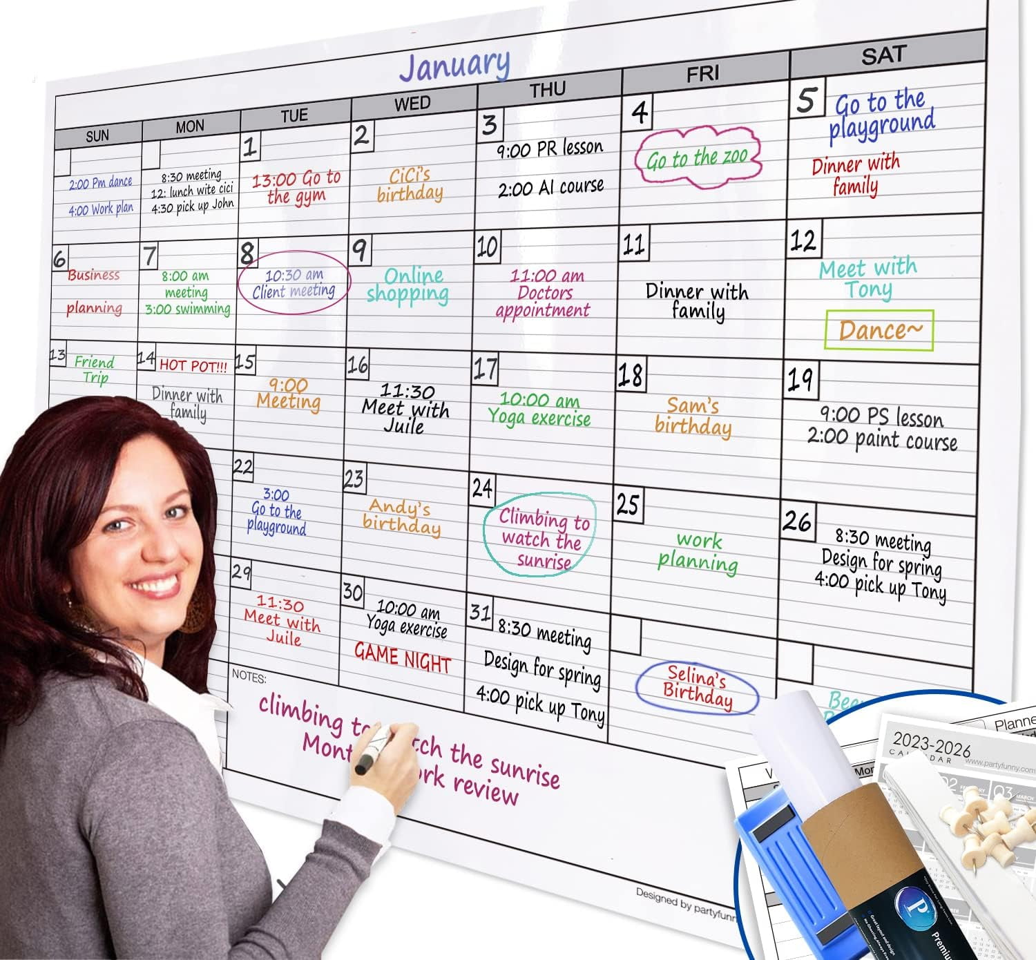 Dry Erase Monthly Extra Large White Board Calendar for Wall, 38" by 50 ...