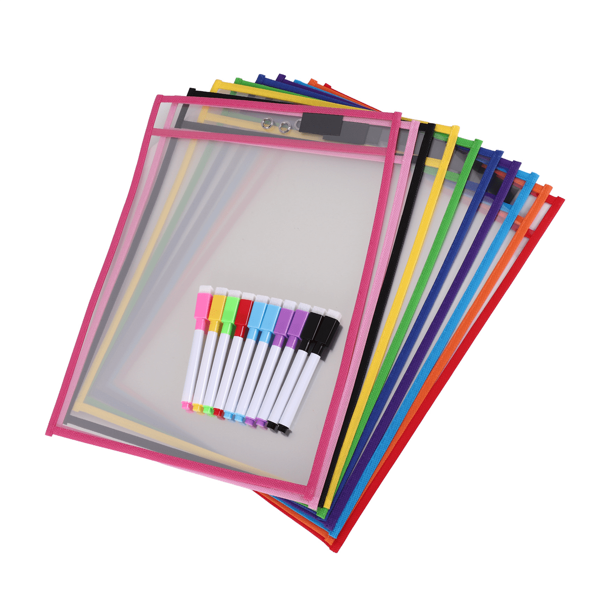 Dry Erase Pockets Sleeves, (10 Pack) A4 Paper Job Ticket Holders ...