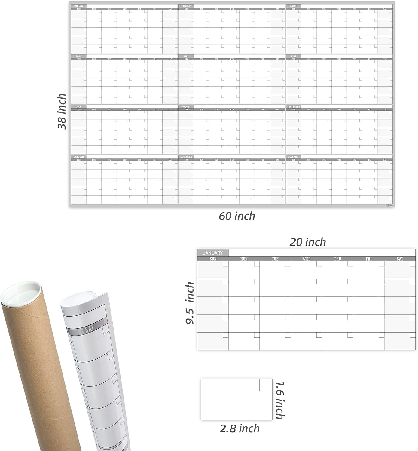 Dry Erase Wall Calendar 60"x38" Undated Giant Laminated | Hot Sale ...