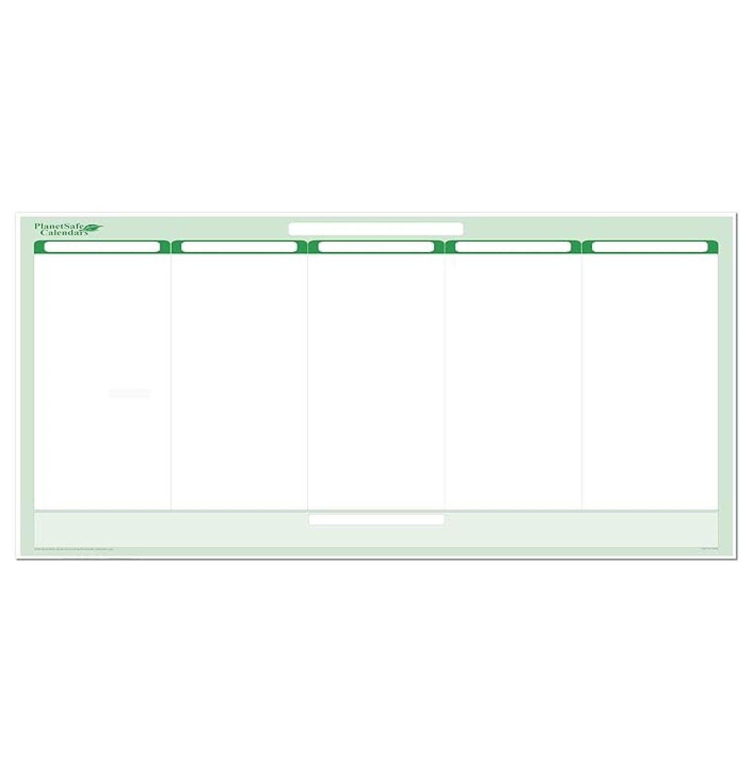 Dry Erase Wall Planner 75" x 36" - 5 Column Weekly Organizer - Green ...