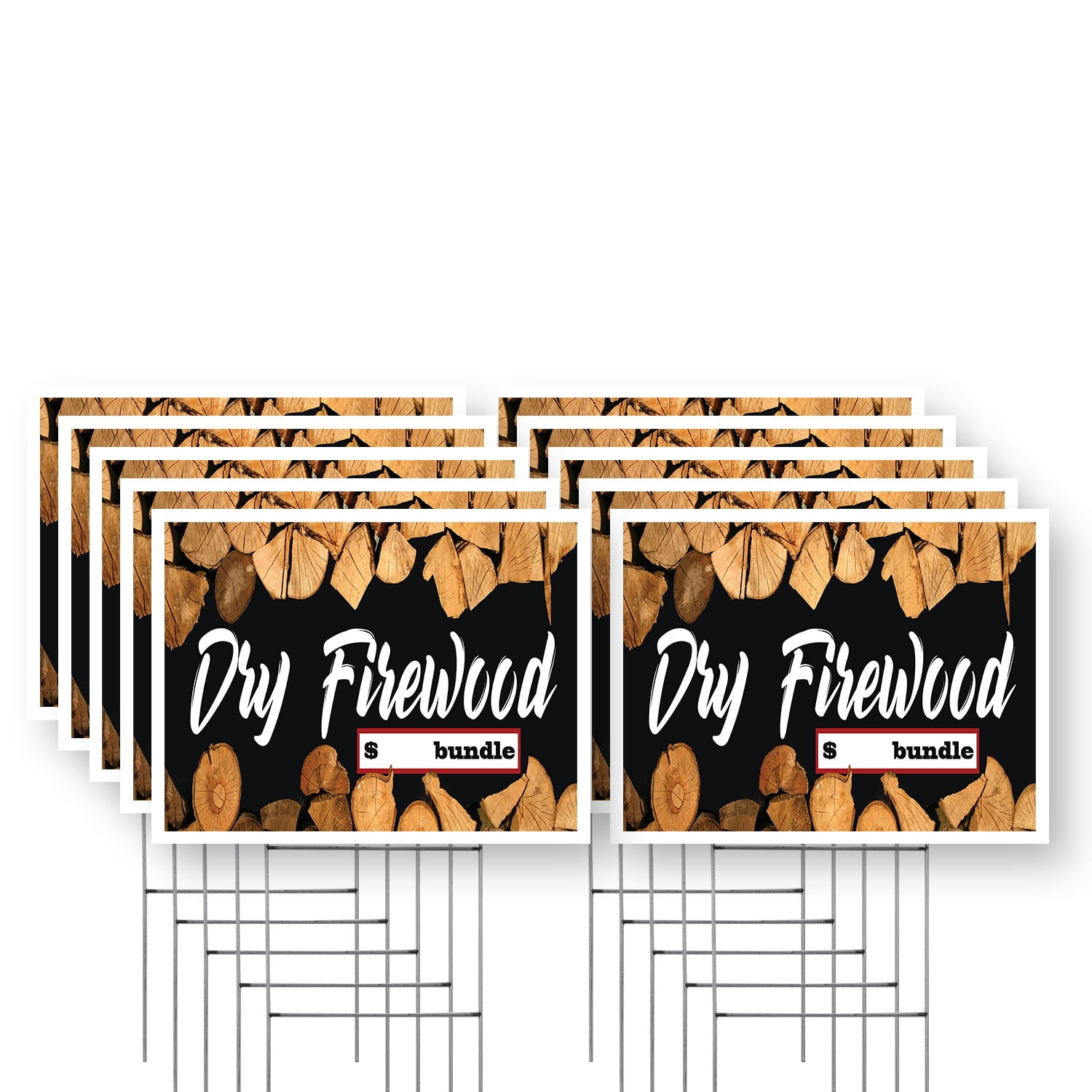 Dry Firewood Yard Sign 10 Pack of 12 Inch x 16 Inch Single Sided ...
