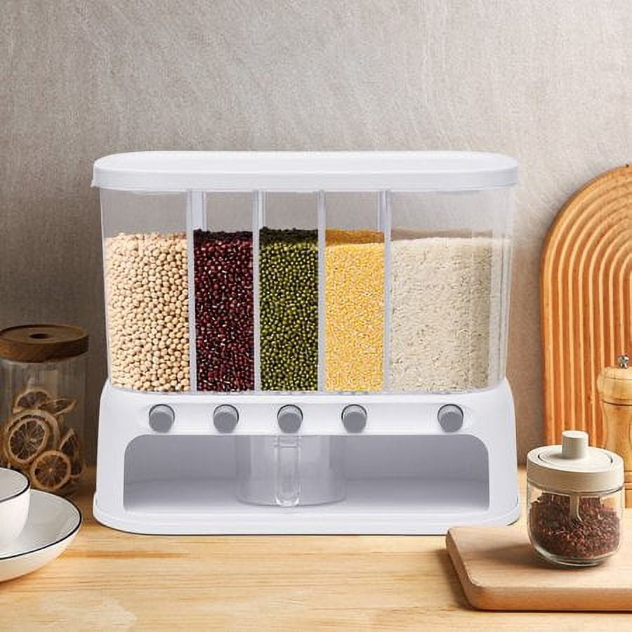 Dry Food Beans Dispenser 5 Grid Beans Grains Storage W/Rice Hopper Wall ...
