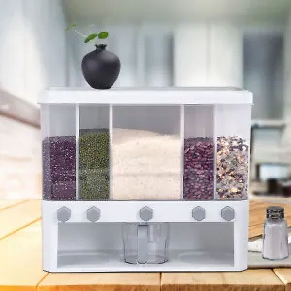 Dry Food Dispenser 10kg Rice Storage Bin Kitchen Cereal Grain Container ...