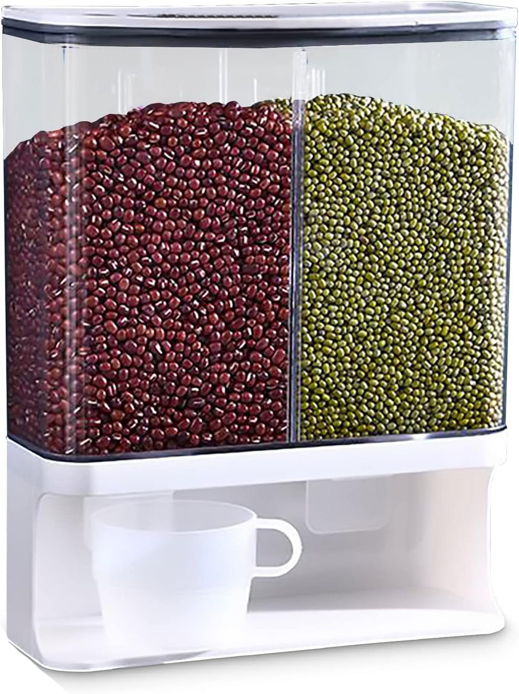 Dry Food Dispenser And Rice Storage Container, Wall-Mounted And Double ...