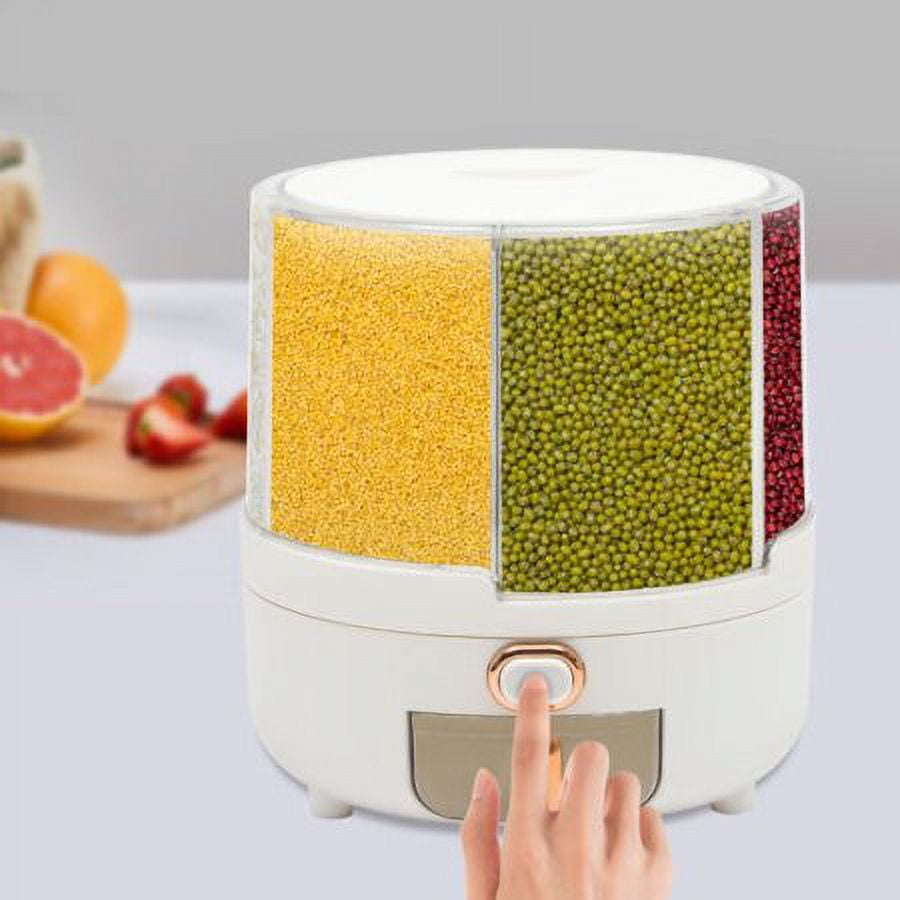 Dry Food Dispenser Rice Grain Rotate Food Organizer Dustproof Storage ...