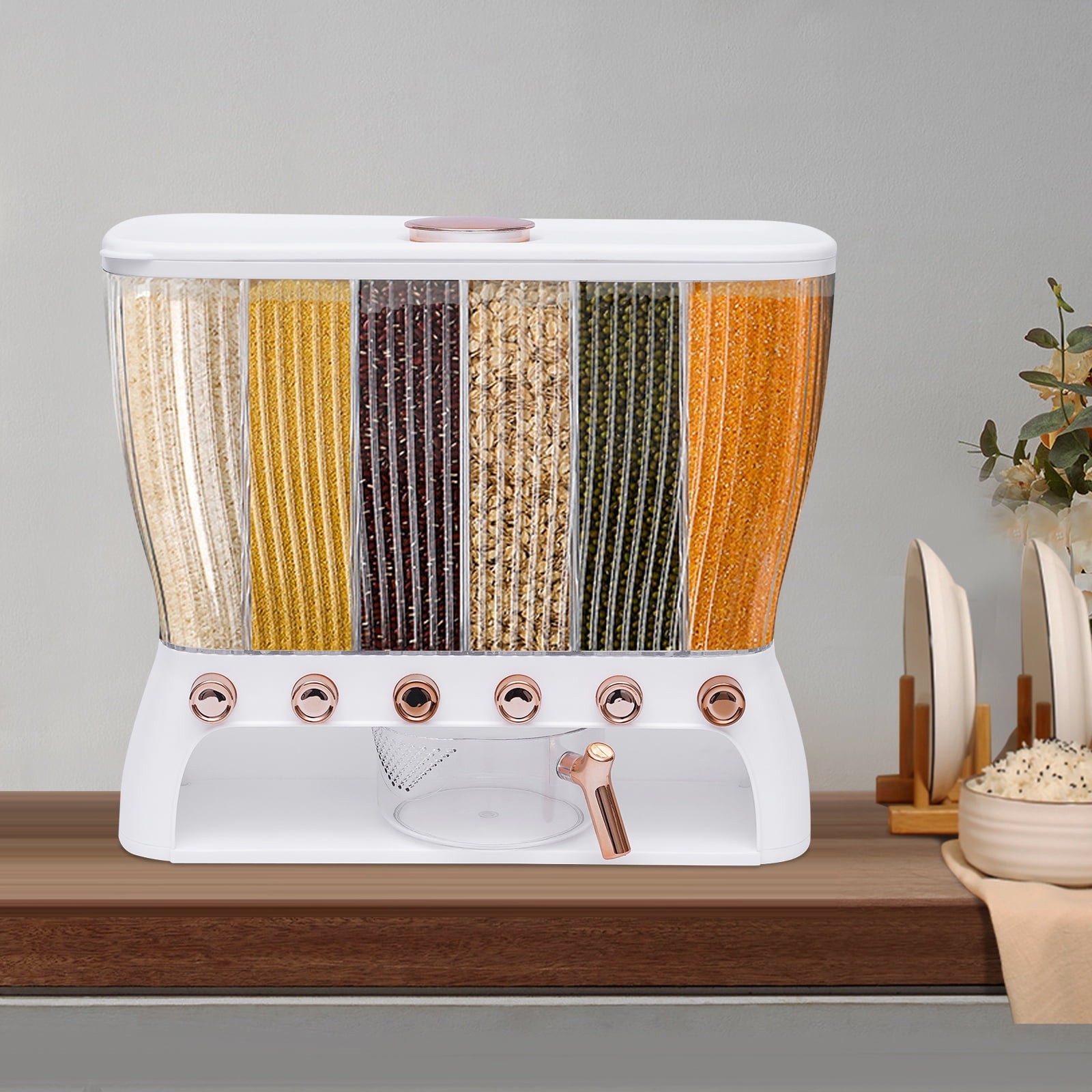 Dry Food Dispenser ,Wall mounted 6 Grid Beans Dispenser,Rice dispenser ...