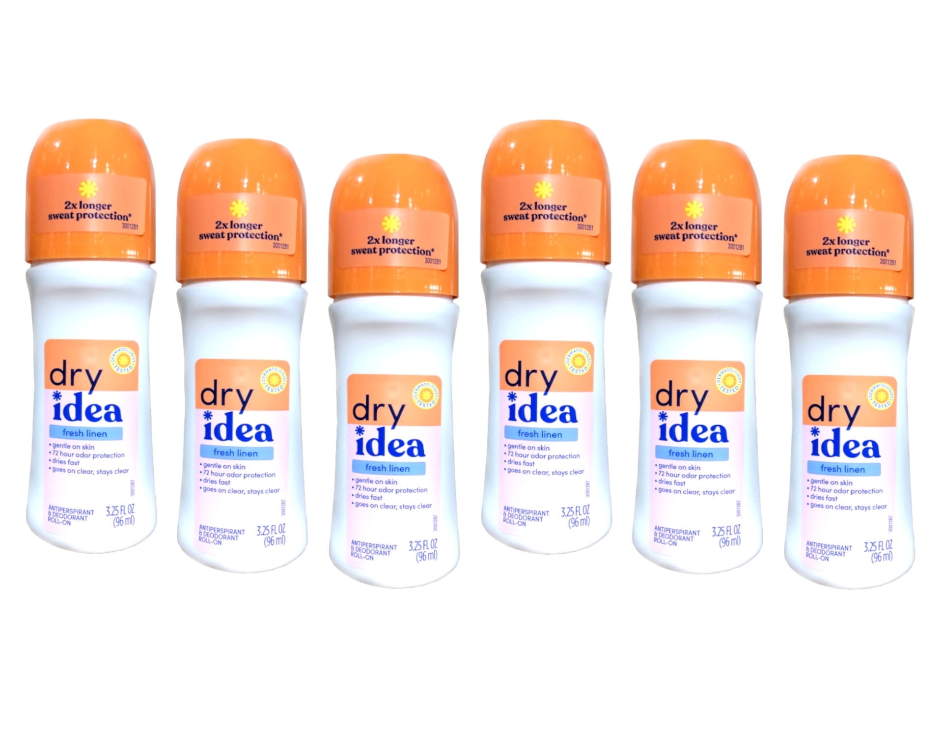 Dry Idea Anti-Perspirant Deodorant Roll-On Unscented 3.25 oz (Pack of 6 ...