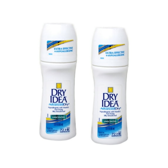 Dry Idea Antiperspirant Deodorant Roll-On, Unscented, Hypoallergenic, 3 ...