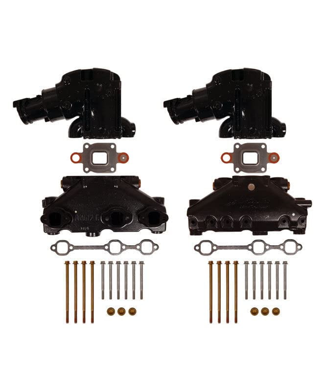 Dry Joint Exhaust Manifold kit with Riser/Elbows for Mercury Mercruiser ...