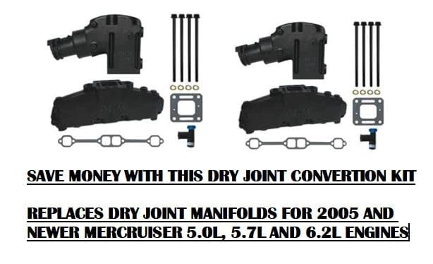 Dry Joint V8 Exhaust Manifold Riser Kit Elbow Conversion Package Compatible with 2005 and newer ...