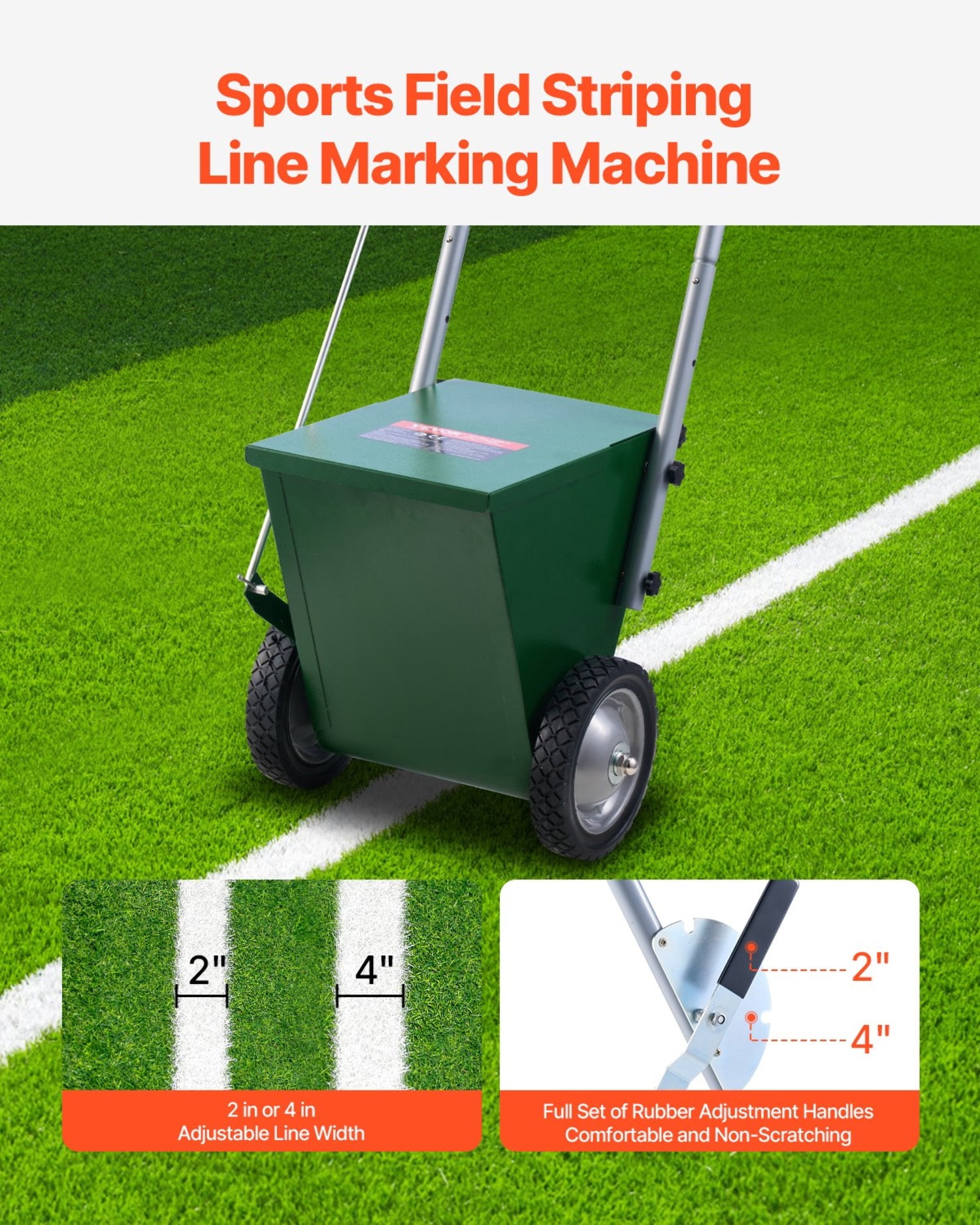 Dry Line Marker 2-Wheel 2 or 4 in Lines Heavy Duty Steel Chalker 25 lbs ...
