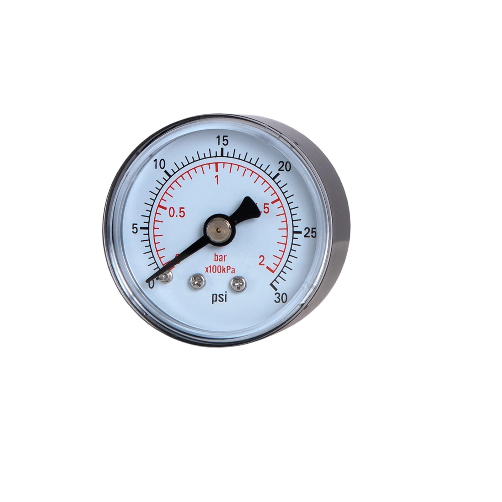 Dry Pressure Gauge, 1-1/2" Dia,30, 60 Psi & Bar, 1/8" BSPT Back Mount ...