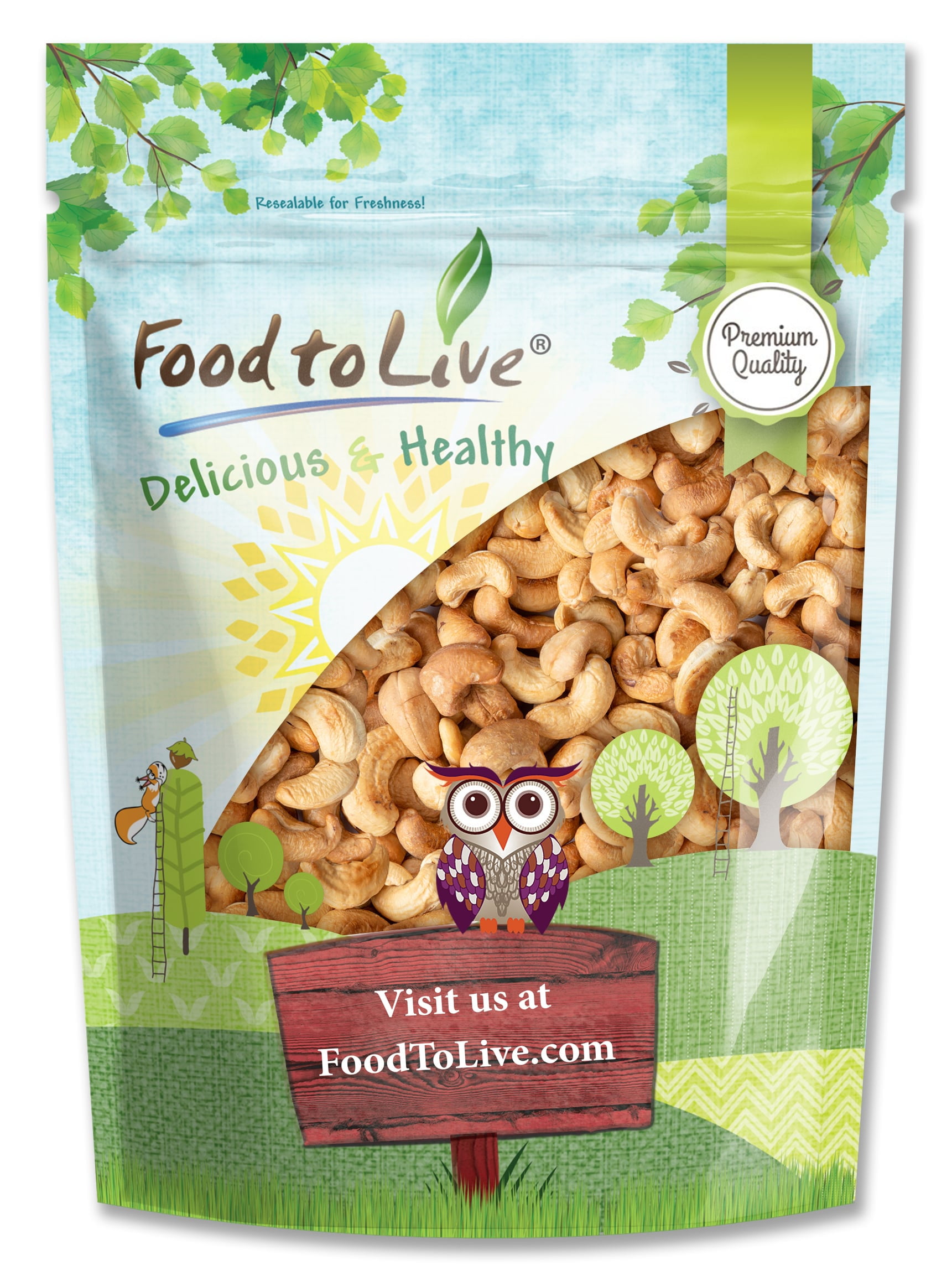 Food to Live Unsalted Dry Roasted Whole Cashews, 1 Pound - Kosher ...
