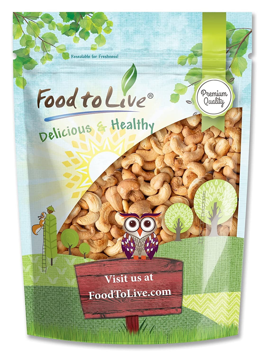 Dry Roasted Whole Cashews, 2 Pounds - Unsalted, Oven Roasted Cashew ...