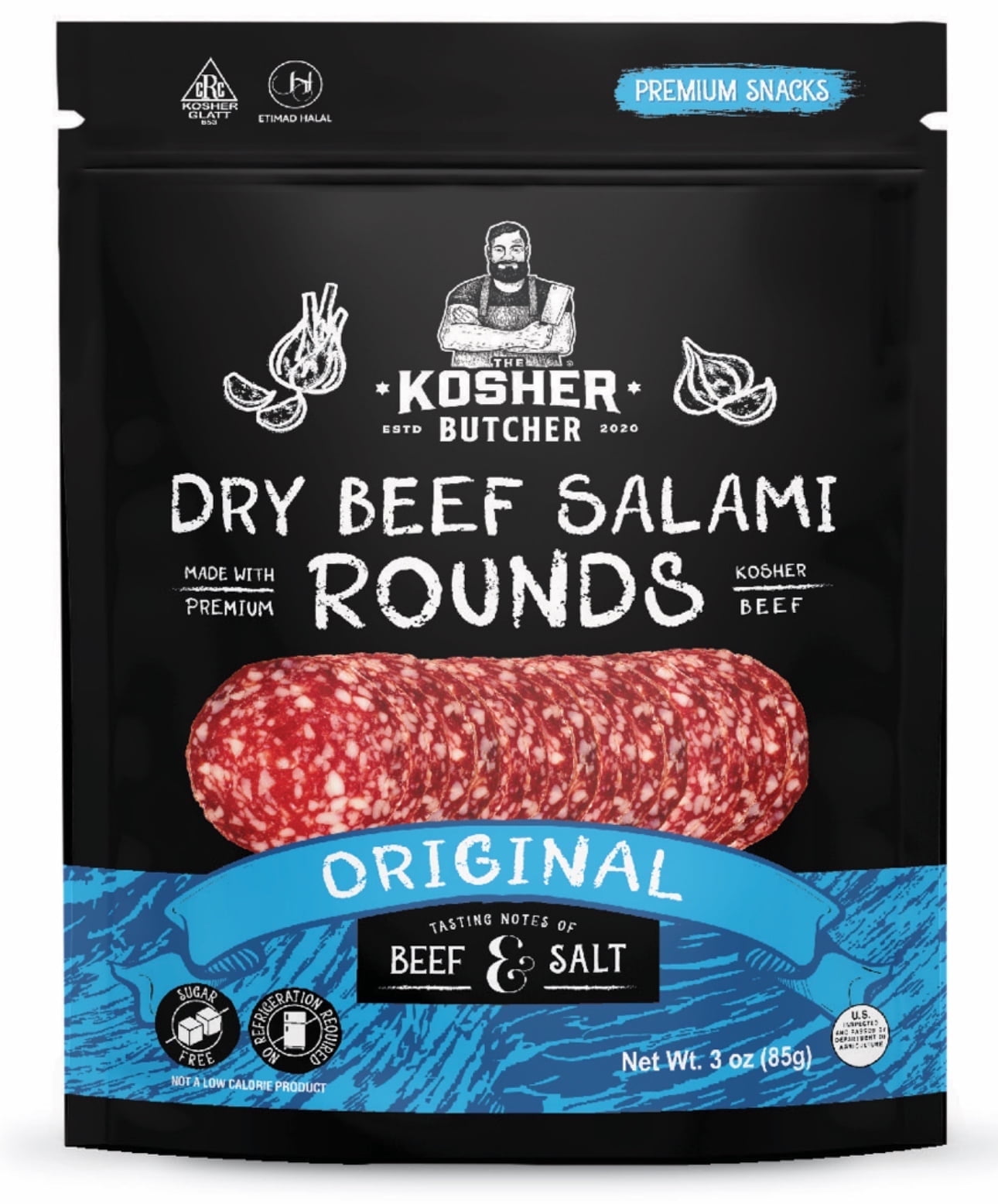Kosher Butcher Dry Salami Rounds, Original Flavor, 3 oz, Natural Beef ...