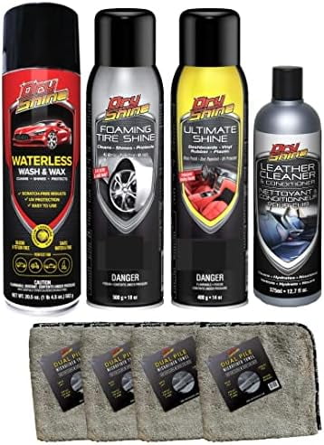 Dry Shine Quad Pack Detailing Kit - Waterless Wash & Wax, Tire Shine ...