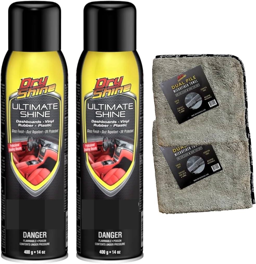 Dry Shine Ultimate Shine Interior Spray with 2 Dual Pile Microfiber ...