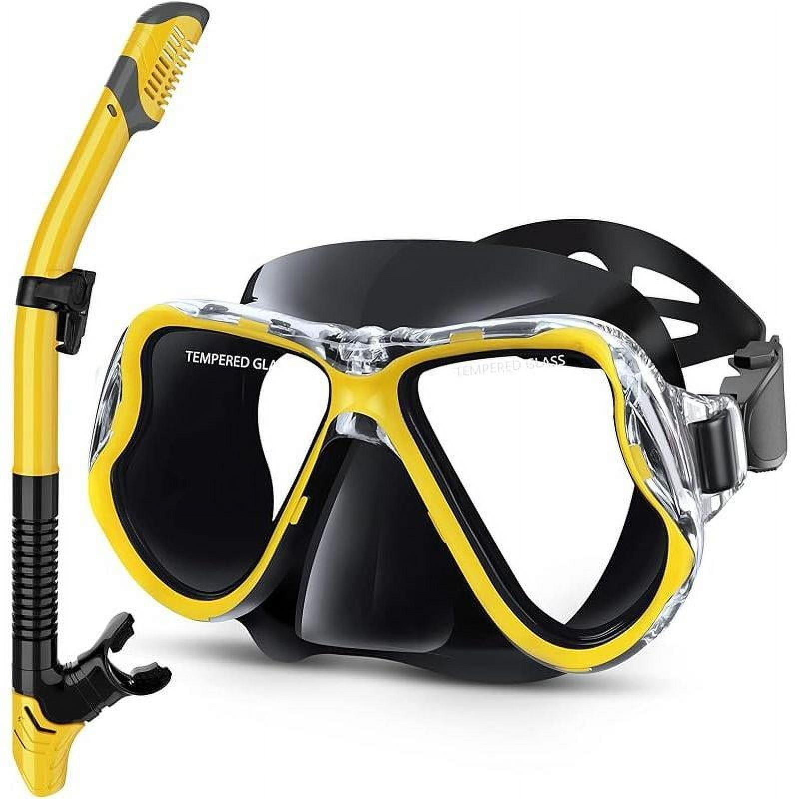 Dry Snorkel Set,Panoramic Wide View,Anti-Fog Scuba Diving Mask ...