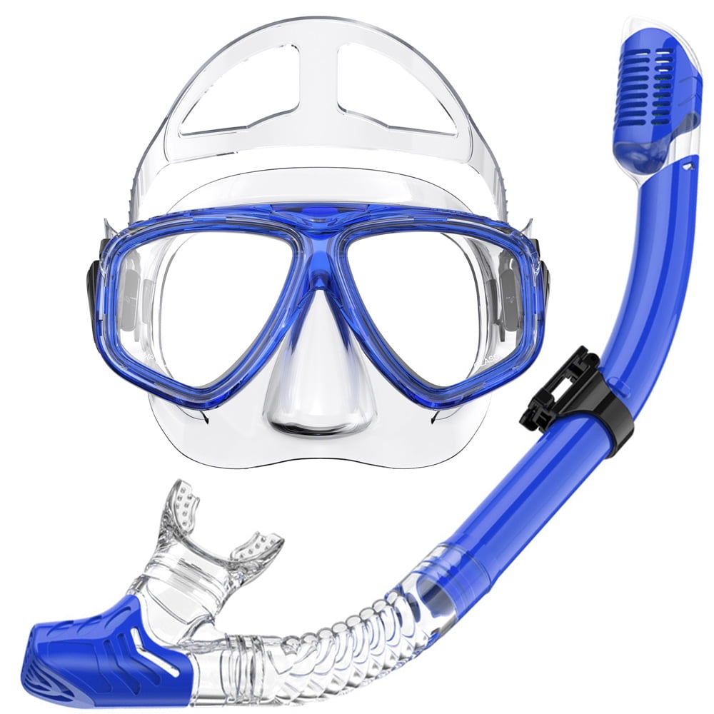 Dry Snorkeling Mask Set Low Volume Silicone Panoramic Wide View Anti ...
