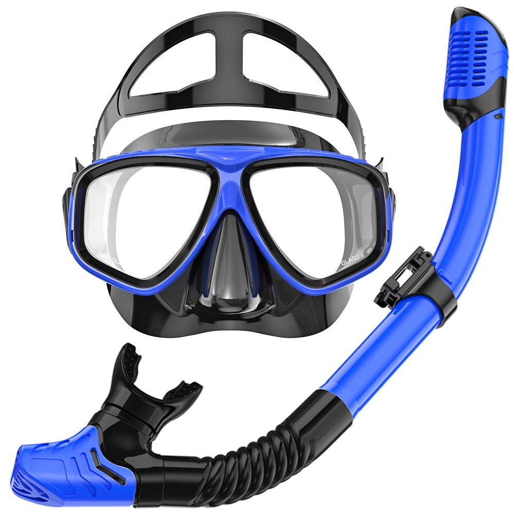 Dry Snorkeling Mask Set Low Volume Silicone Panoramic Wide View Anti ...