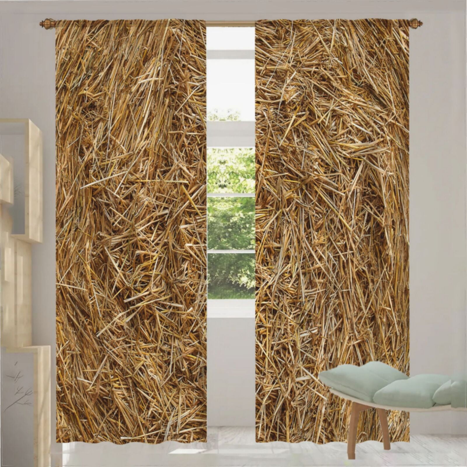 Dry Straw Curtains for Living Room Bedroom Decor Transparent Chiffon ...