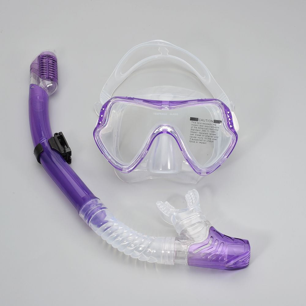 Dry Top Snorkel Scuba Diving Mask, Tempered Glass Lens With Anti-Leak ...