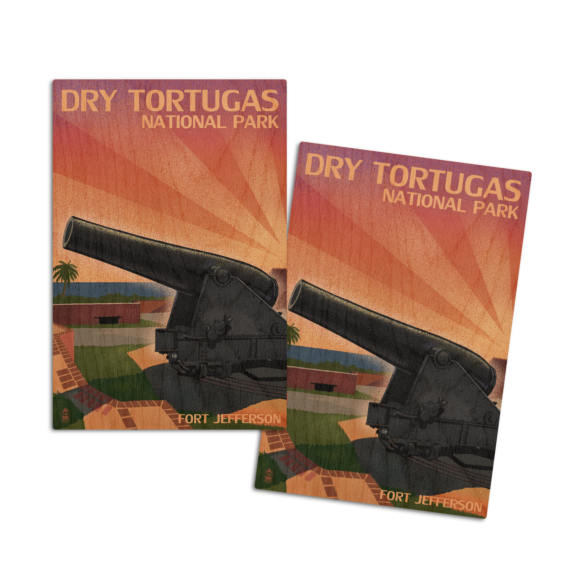 Dry Tortugas National Park, Florida, Cannon, Lithograph (4x6 Birch Wood ...