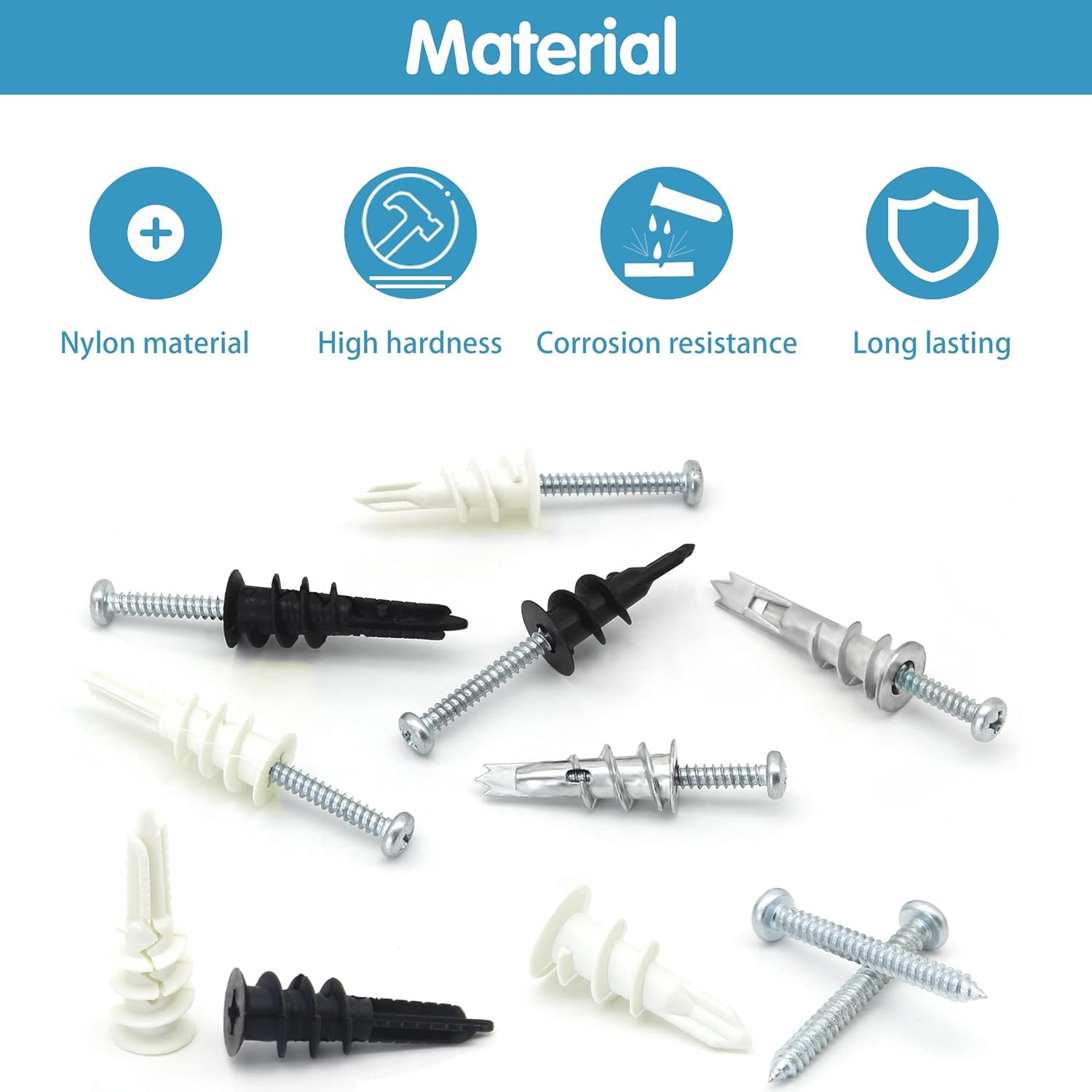Dry Wall Anchors and Screws Kit, 200PCS Drilling Wall Anchors and ...