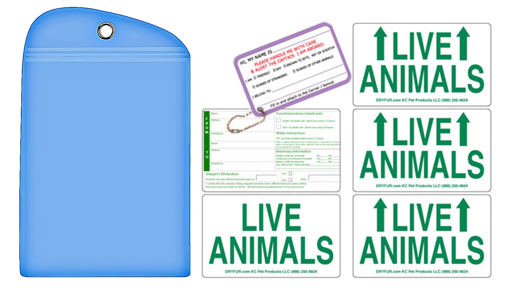 DryFur Live Animal Label Set, Includes 5 Stickers, 1 Pet Passport Pouch ...