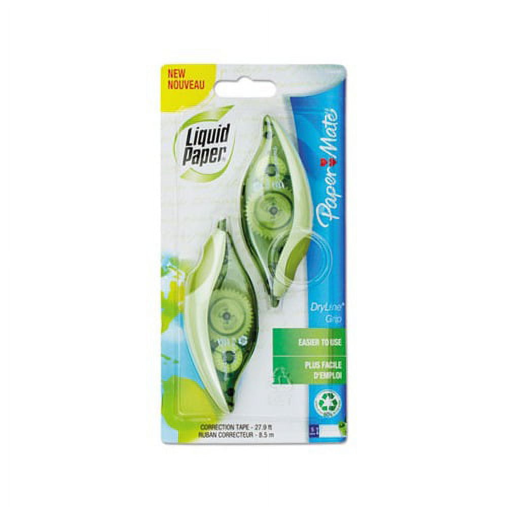 DryLine Grip Correction Tape Recycled Dispenser, 1/5" x 335", 2/Pack ...